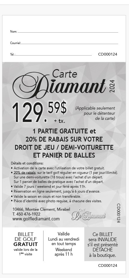 Promotions - Club de Golf Le Diamant